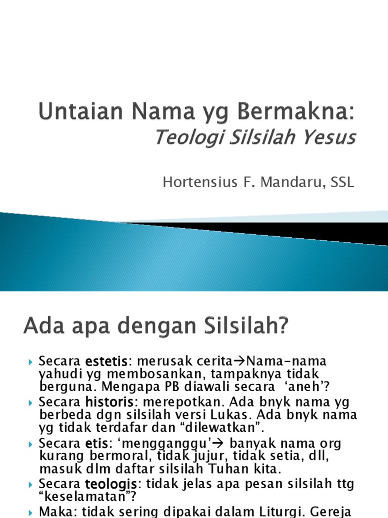 Nama Bermakna Teologi Silsilah Yesus | PDF | Sejarah