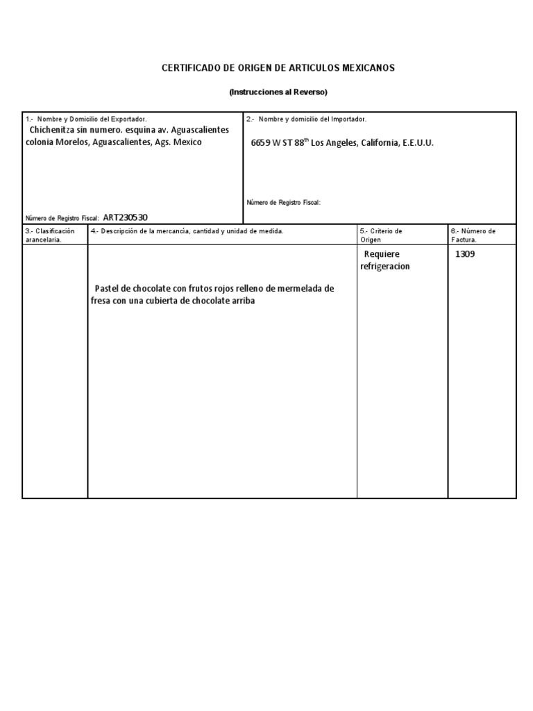 Certificado de Origen | PDF