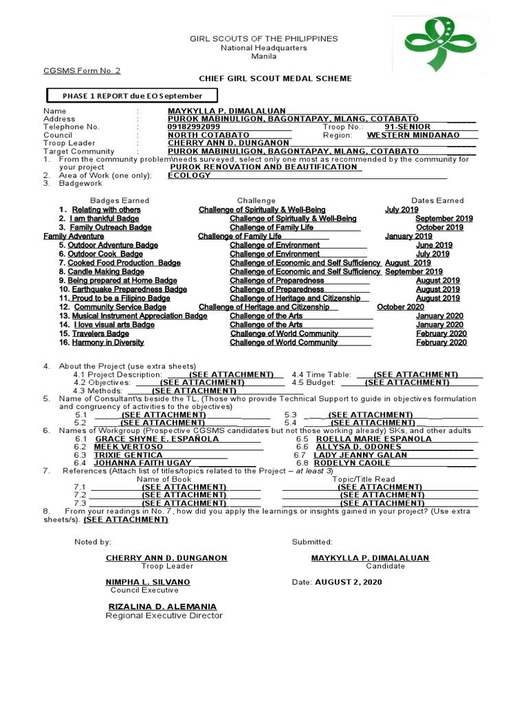 CGSMS Form No. 2 | PDF | Ecology | Awareness