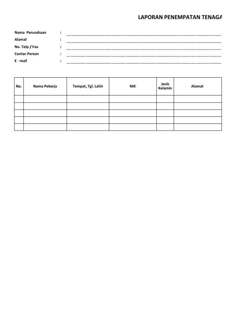 Form Lowongan Dan Penempatan Kerja | PDF