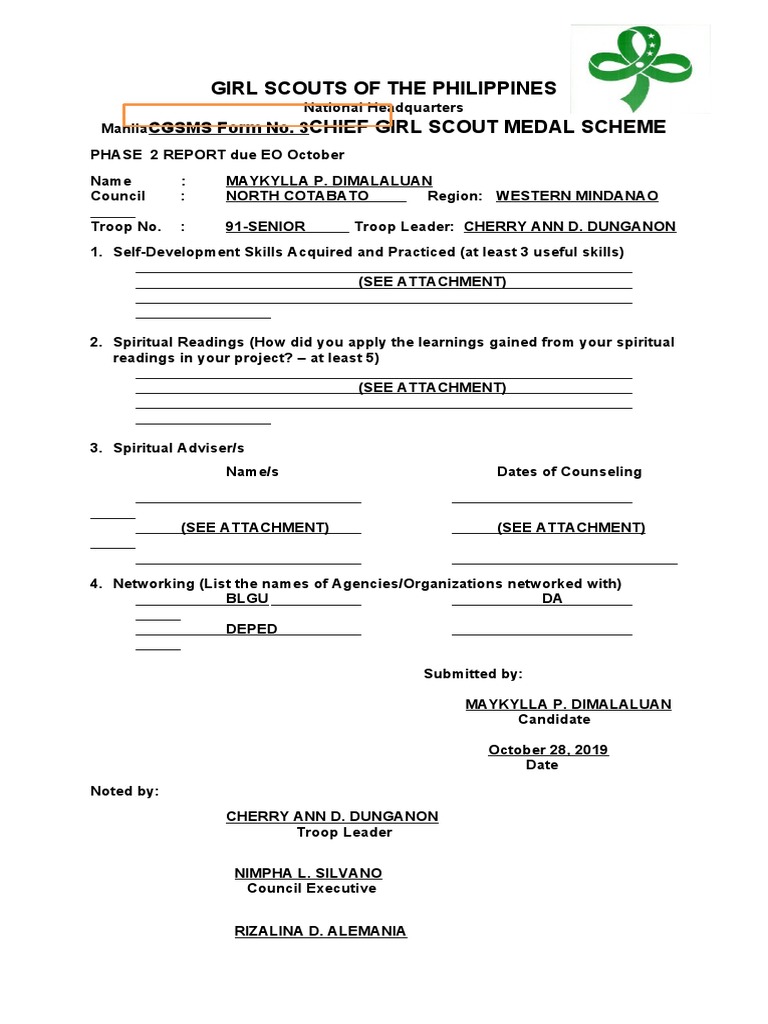 CGSMS Form No 3. | PDF | Leadership | Integrity