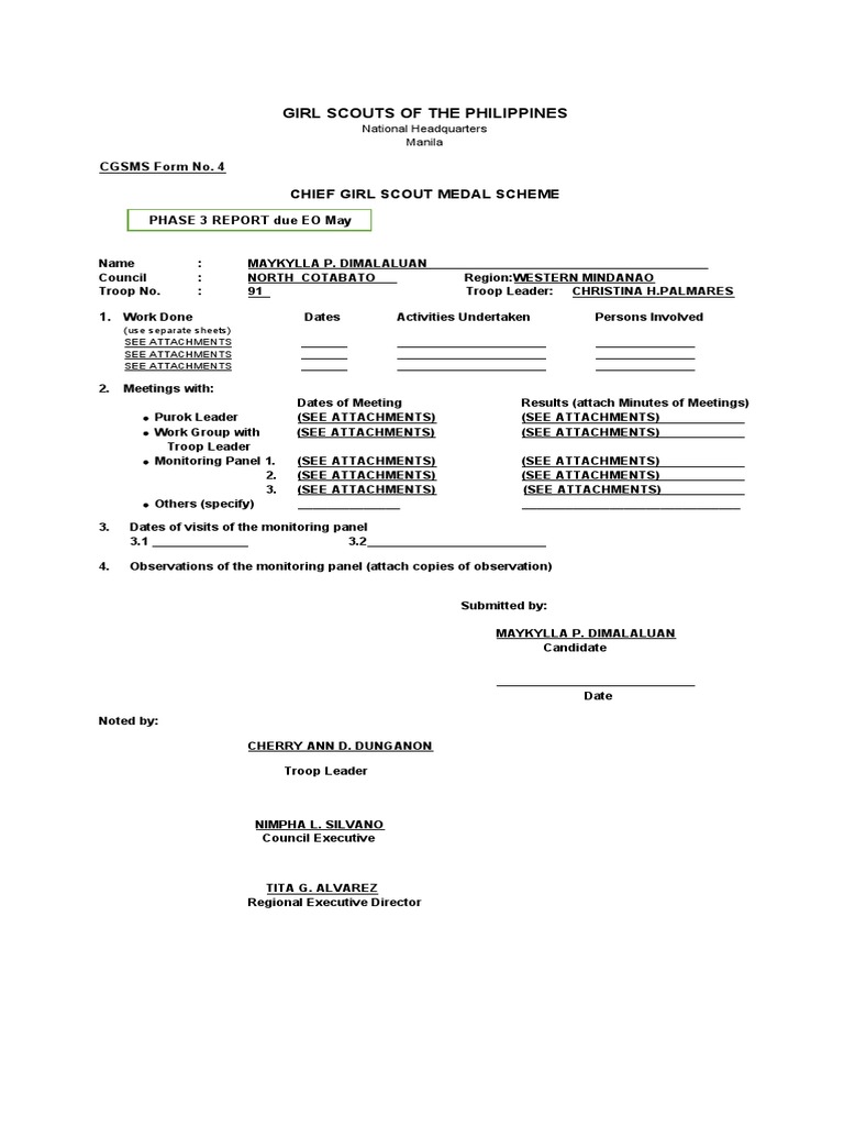 CGSMS - Form - No.4 (1) MAYKYLLA | PDF