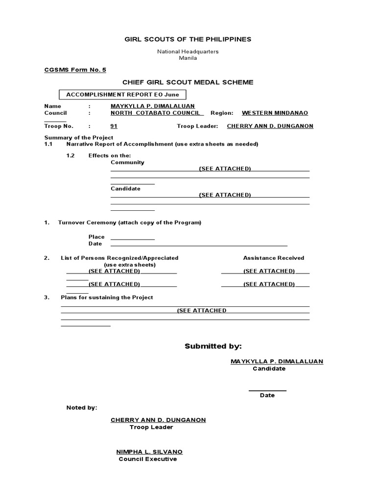 CGSMS - Form - No.5 (1) MAYKYLLA | PDF