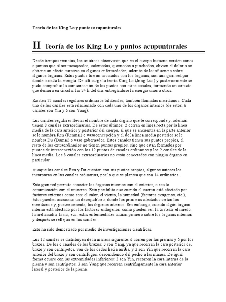 Teoría de Los King Lo y Puntos Acupunturales | PDF | Abdomen | Mano
