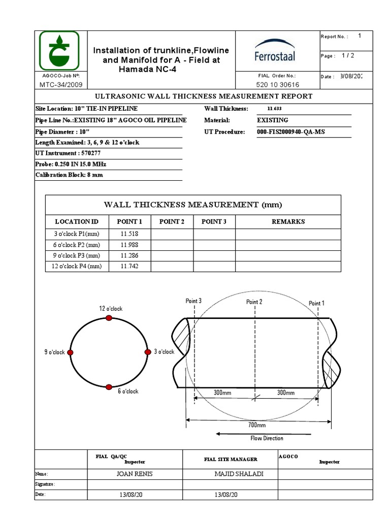 UT Examination Record | PDF | Mechanical Engineering | Gas Technologies