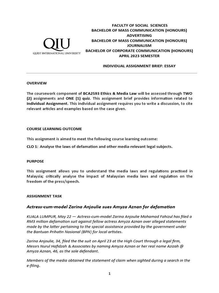 Defamation Case Study: Zarina vs. Amyza | PDF | Defamation | Turnitin