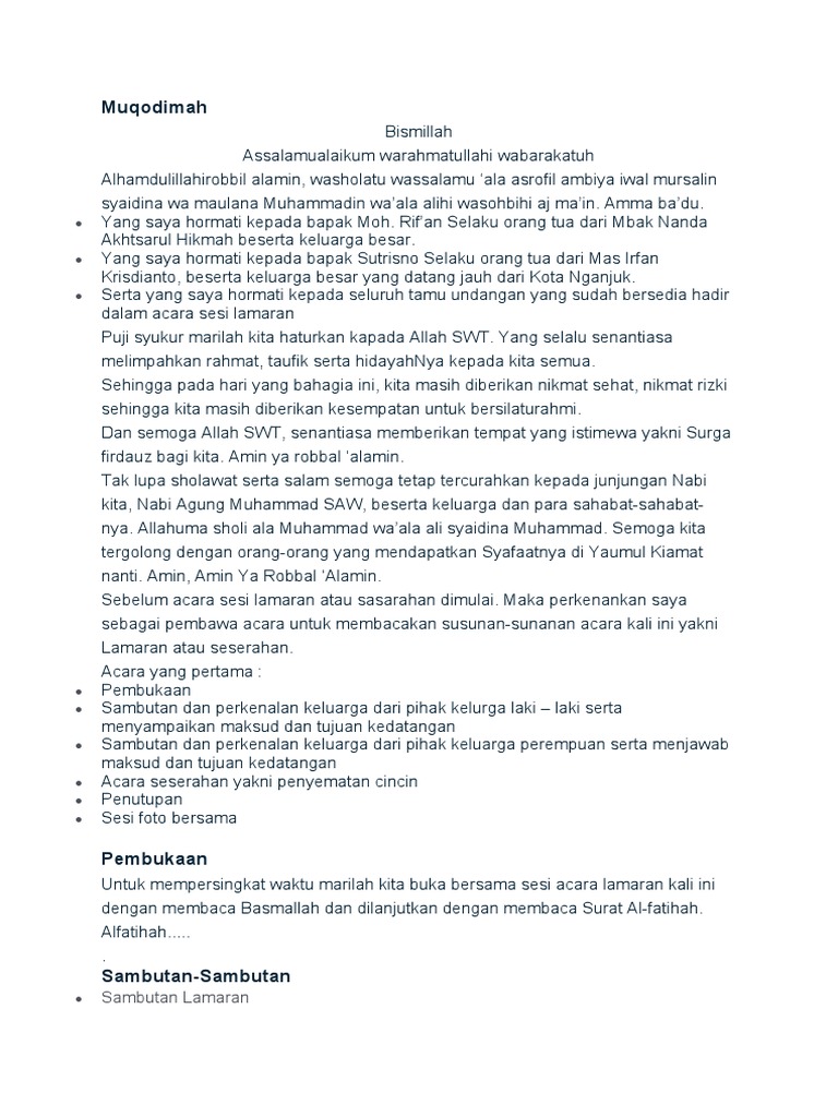 Teks MC Lamaran Axa | PDF