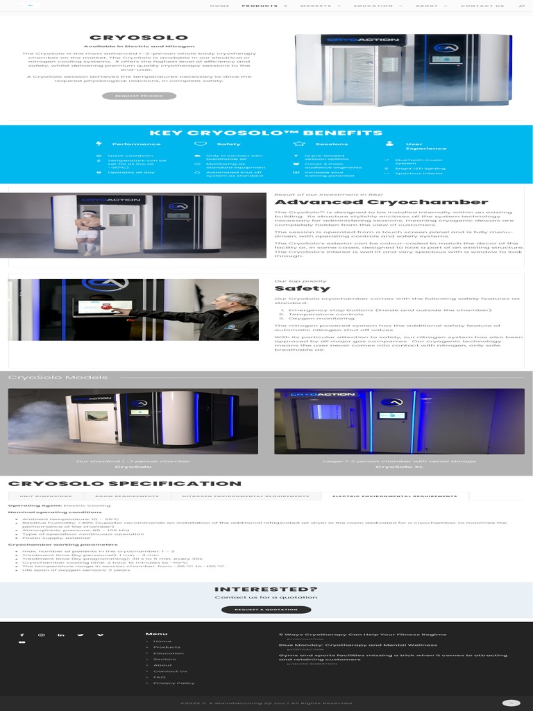 CryoAction - One Person Cryochamber - Hybrid Electric & Nitrogen | PDF
