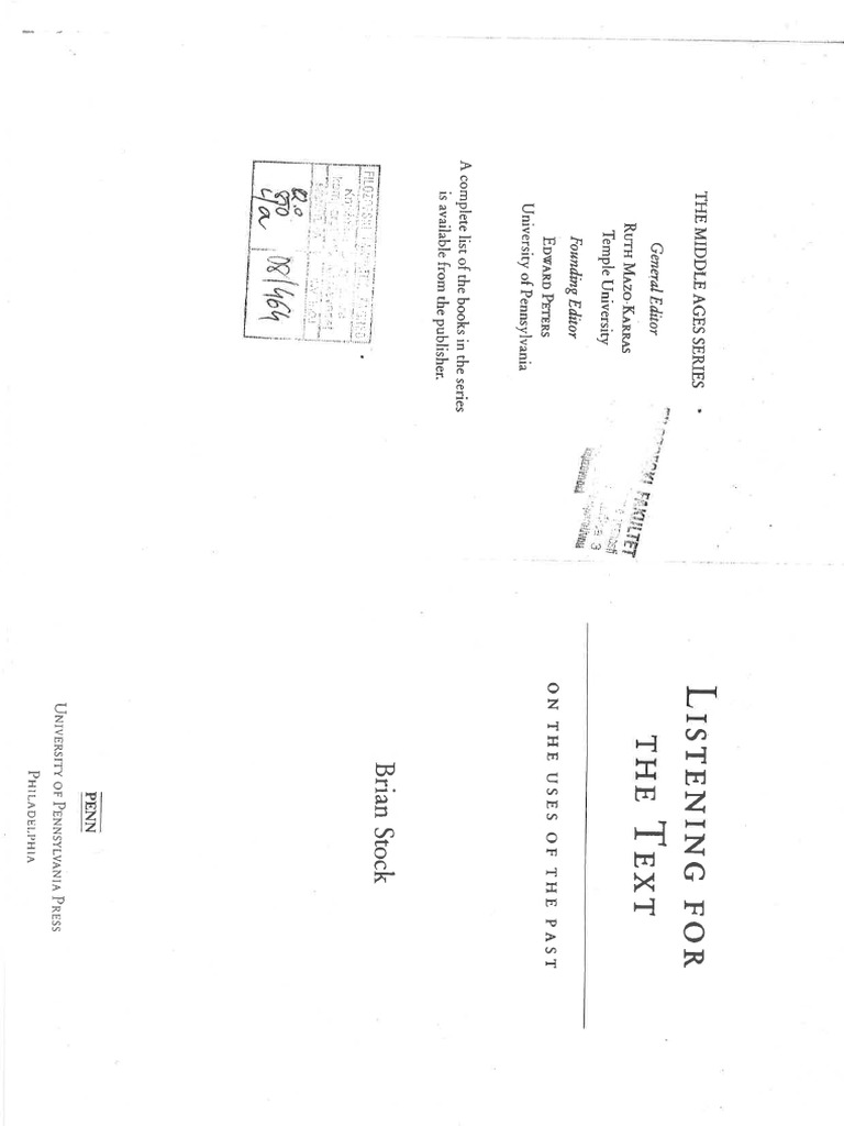 Ian Stock - Listening For The Text | PDF