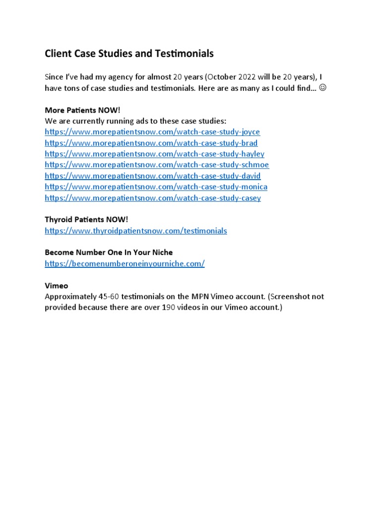 Client Case Studies and Testimonials | PDF