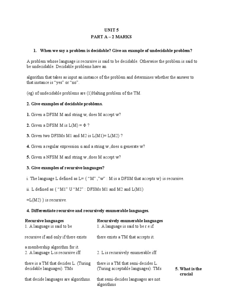 Unit 5 QUESTION BANK | PDF | Theoretical Computer Science | Mathematics
