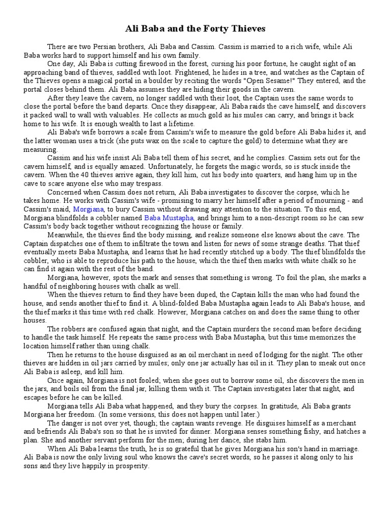 Ali Baba and The Forty Thieves | PDF | Mystery, Thriller & Crime Fiction