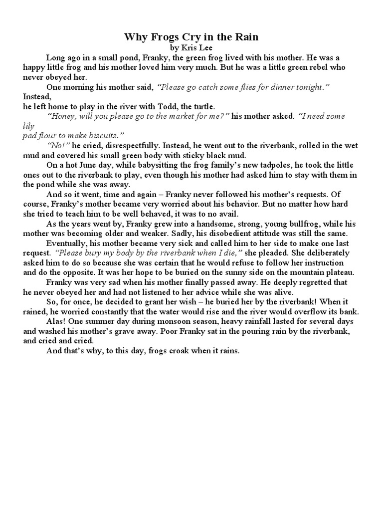 Why Frogs Cry in The Rain | PDF