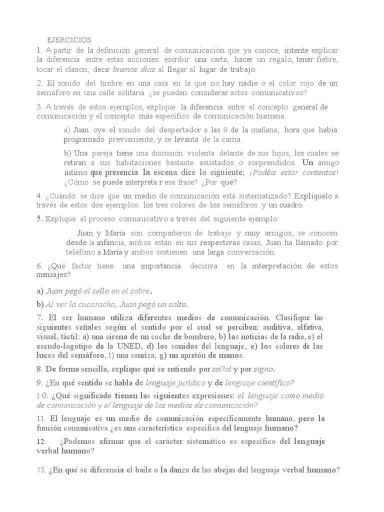 Ejercicios Tema 1 | PDF | Comunicación | Lengua española