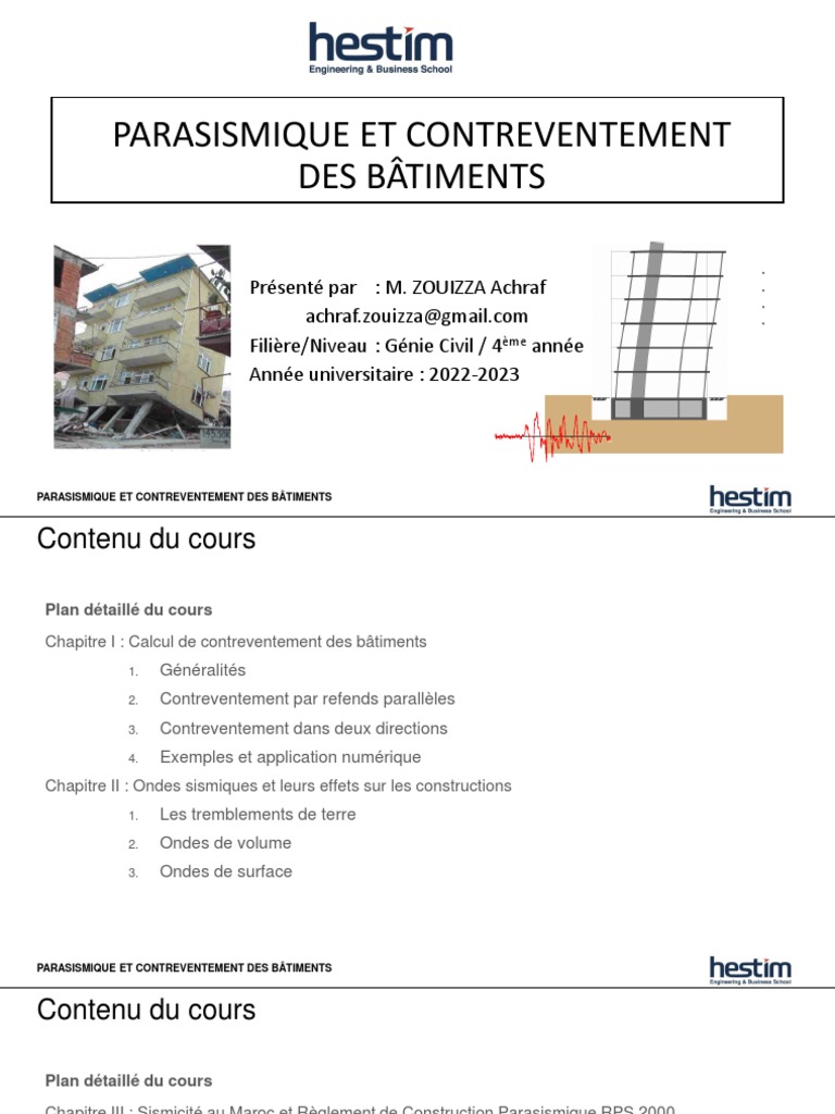 Contreventement parasismique des bâtiments | PDF | Méthodes et ...