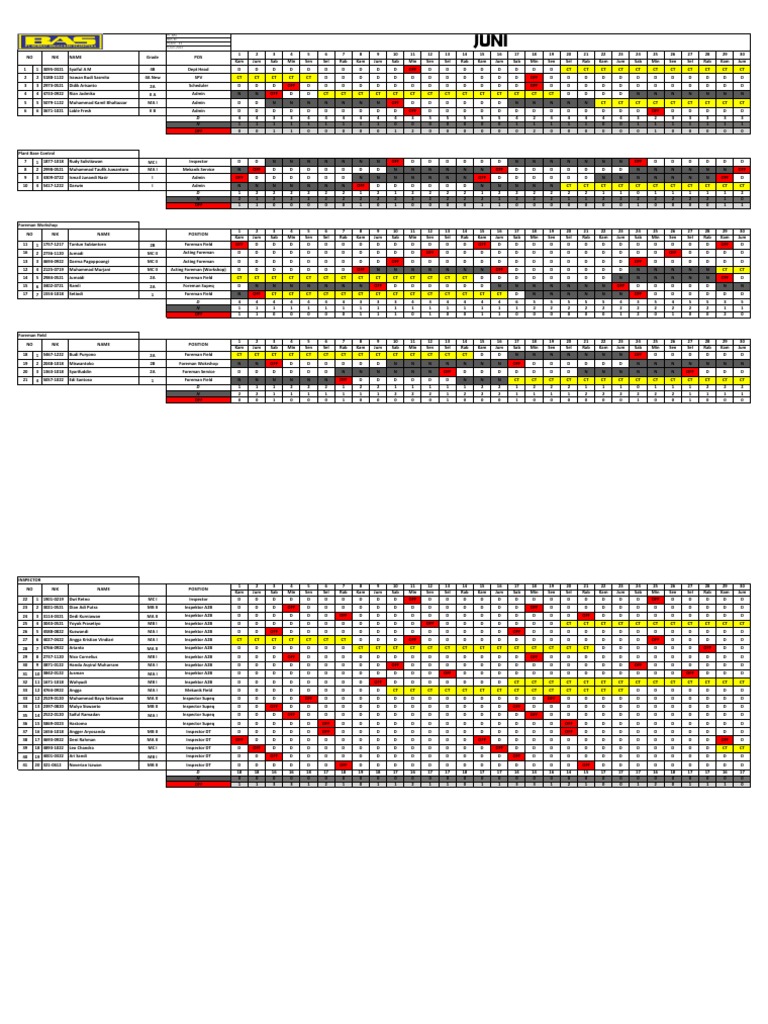 ROSTER - JUNI 2023 (Revisi) | PDF