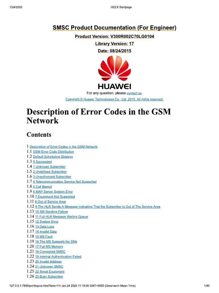 SMS GSM Error Codes | PDF
