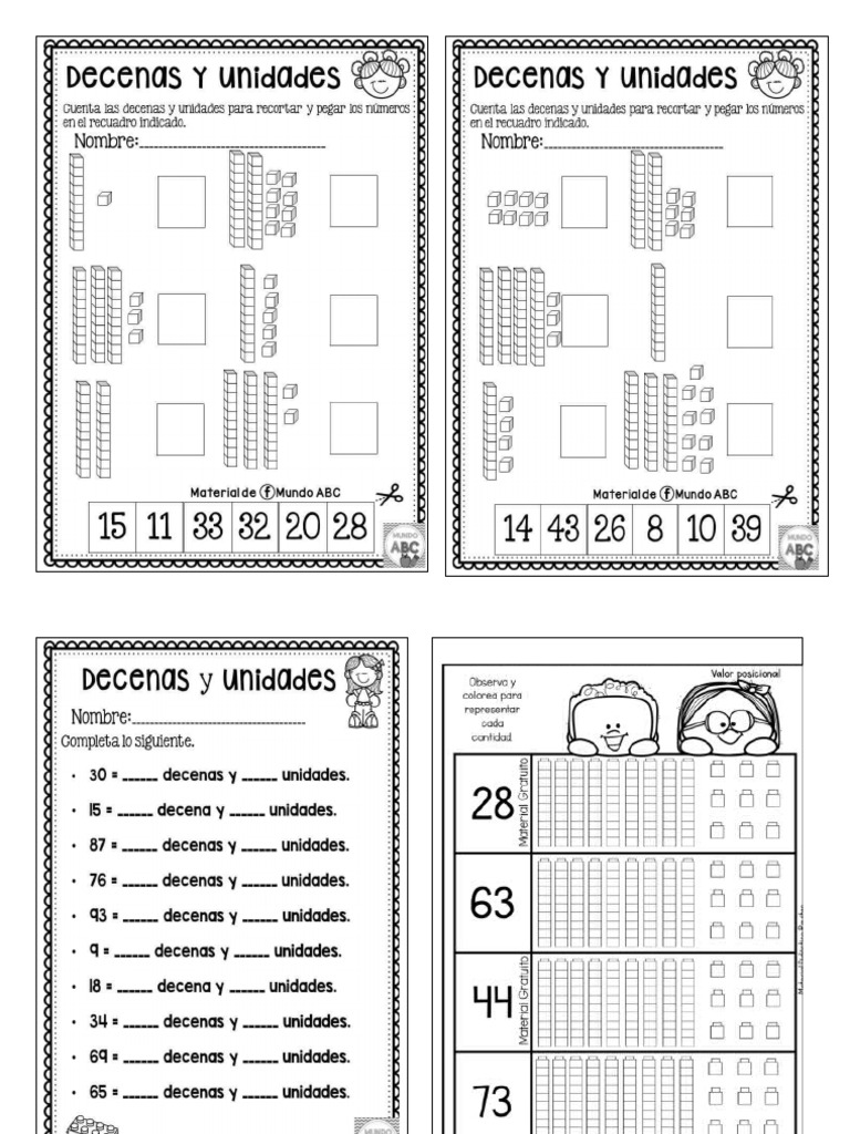 GUIA DE DECENAS Y UNIDADES | PDF