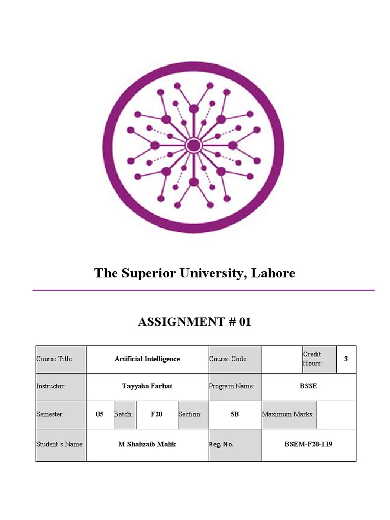 AI-5B, Assignment 1, BSEM-F20-119, M Shahzaib Malik | PDF