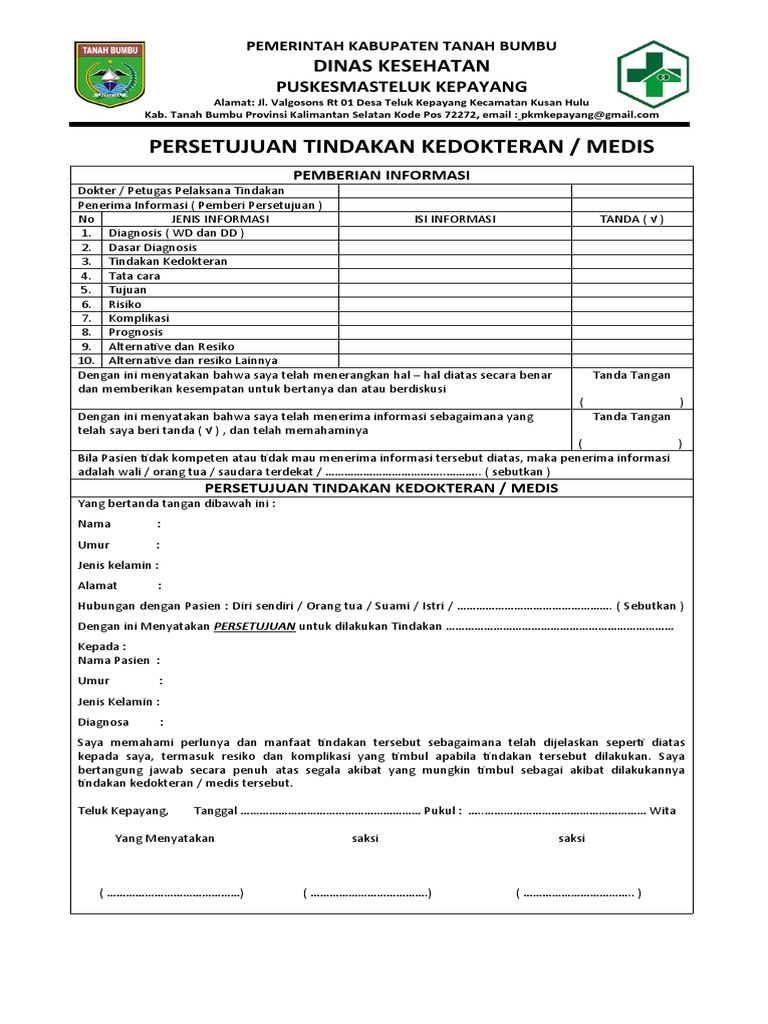 Informed Consent Persetujuan | PDF | Pengembangan Diri | Kesehatan Holistik