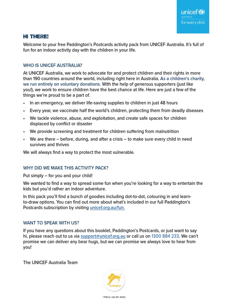 Paddington S Postcards Activity Pack 2022 | PDF | Childhood