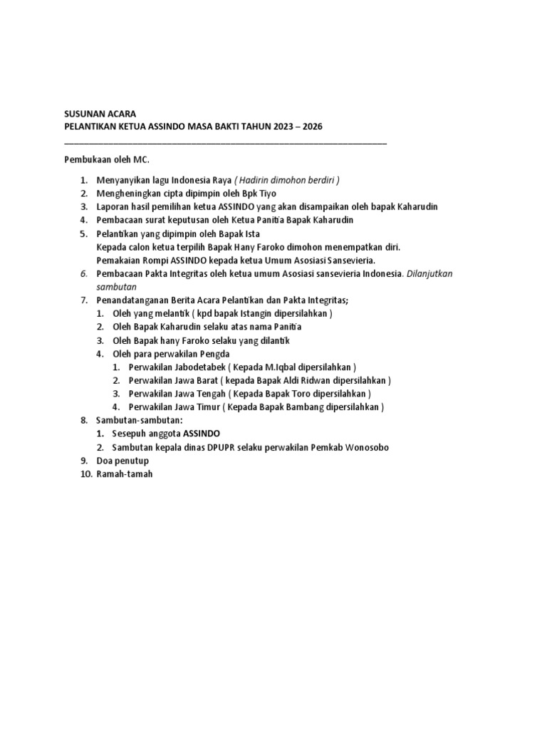 Susunan Acara Versi Oma | PDF | Perjalanan