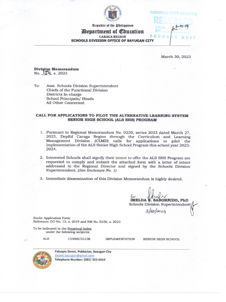 RM 0230 S. 2023 - ALS SHS | PDF