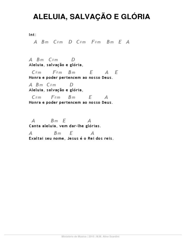 Aleluia, Salvação e Glória (Aleluia, Salvação e Glória) | PDF