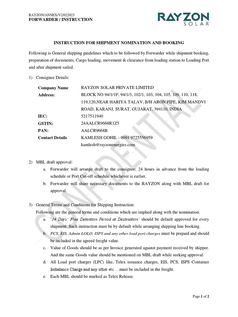 Annex Documentation Forwader V2 022023 | PDF