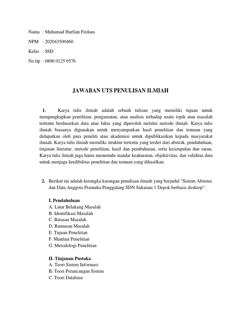 Uts Penulisan Ilmiah | PDF