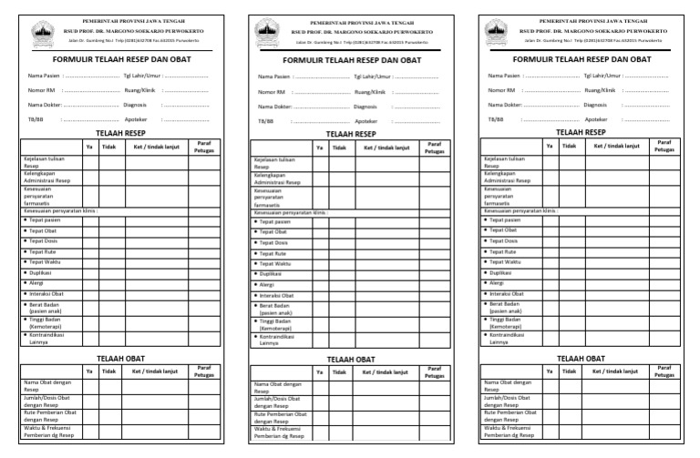 Form Telaah Resep Telaah Obat New Banget | PDF