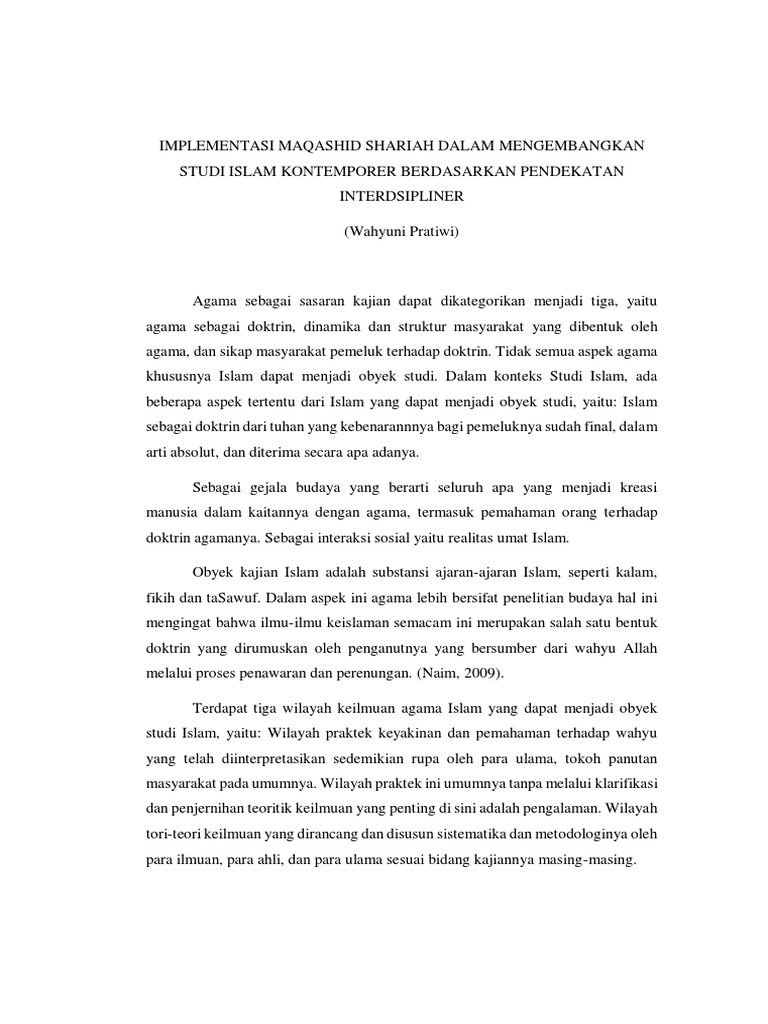 Uts Pendekatan Kajian Islam (Wahyuni Pratiwi) | PDF