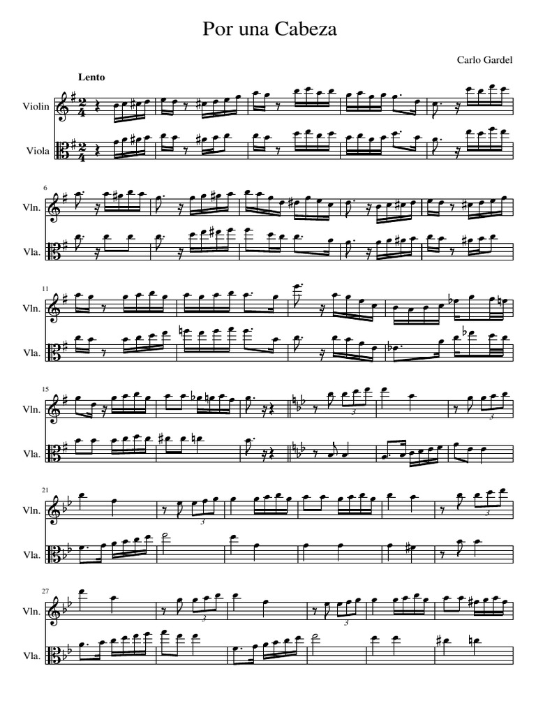 Tango Por Una Cabeza Violin Viola | PDF | Tango | Argentine Styles Of Music