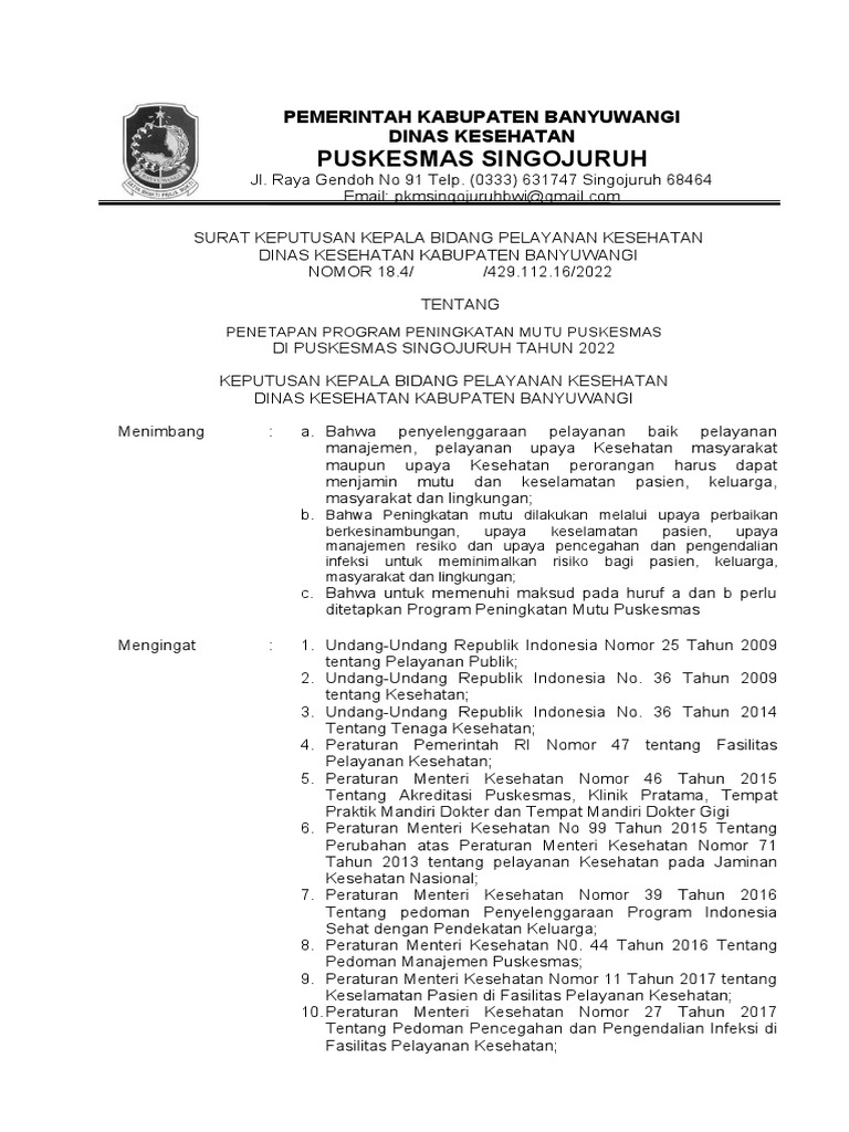 SK Program Peningkatan Mutu | PDF | Pengembangan Diri
