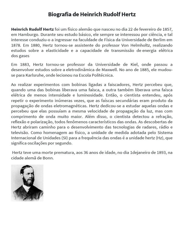 Biografia de Heinrich Rudolf Hertz | PDF