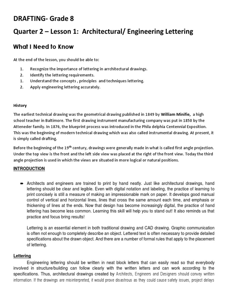 Drafting Q2-L1 Engineering Lettering | PDF | Technical Drawing | Drawing