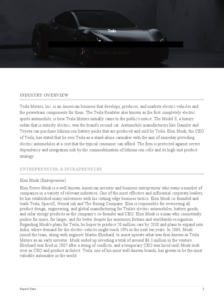 Tesla - Business IA | PDF | Car | Elon Musk