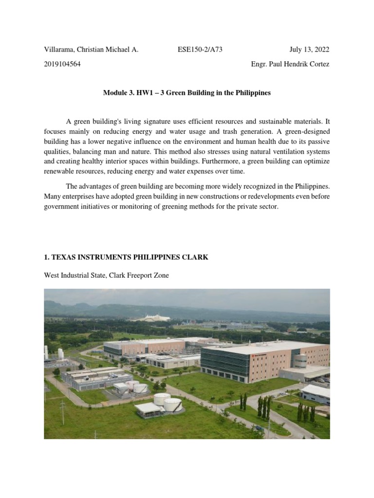ESE150-2 M3.HW1 Villarama | PDF | Green Building | Building