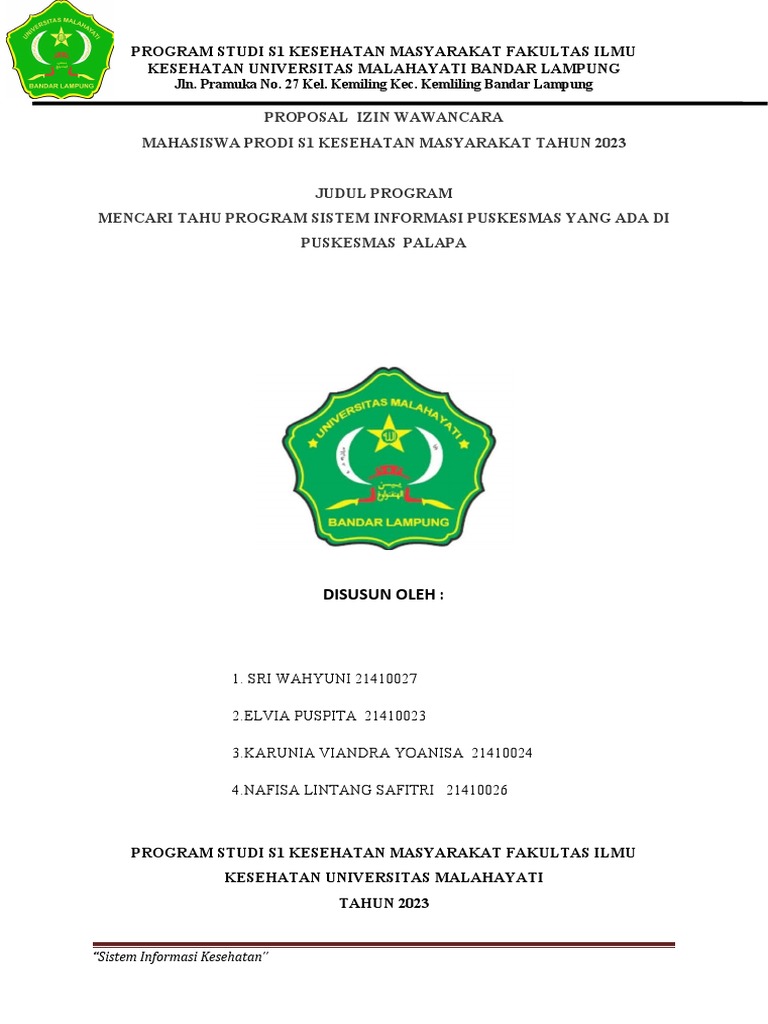 Proposal Wawancara SIK KEL 5 | PDF
