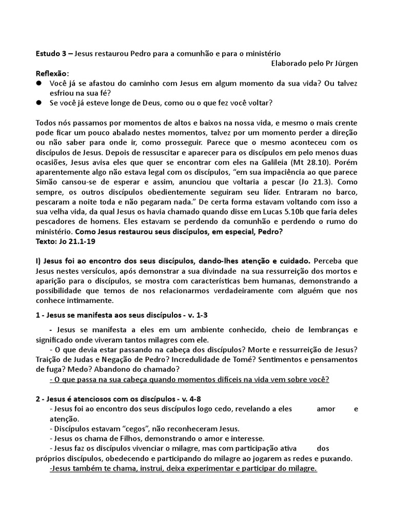 Restauração de Pedro por Jesus | PDF | Jesus | São Pedro