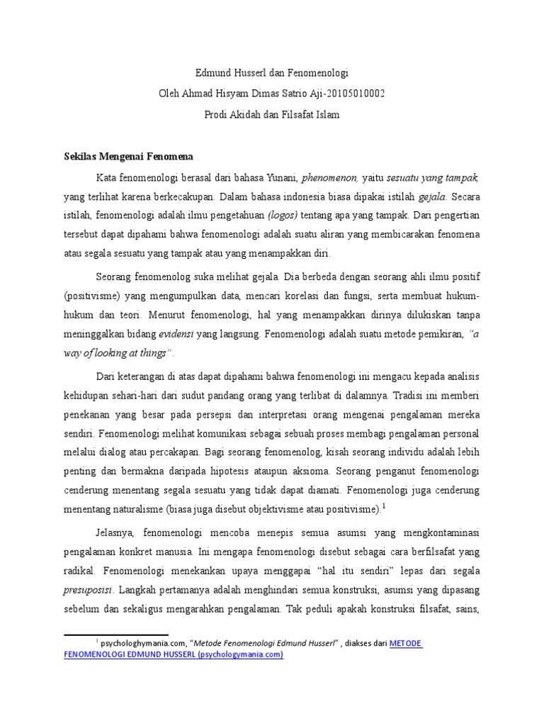 Fenomenologi Edmund Husserl | PDF