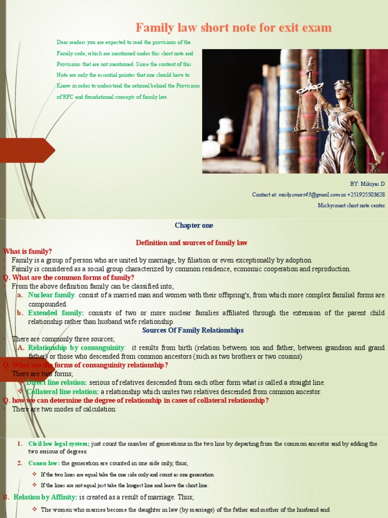 Family Law Short Note | PDF | Marriage | Family