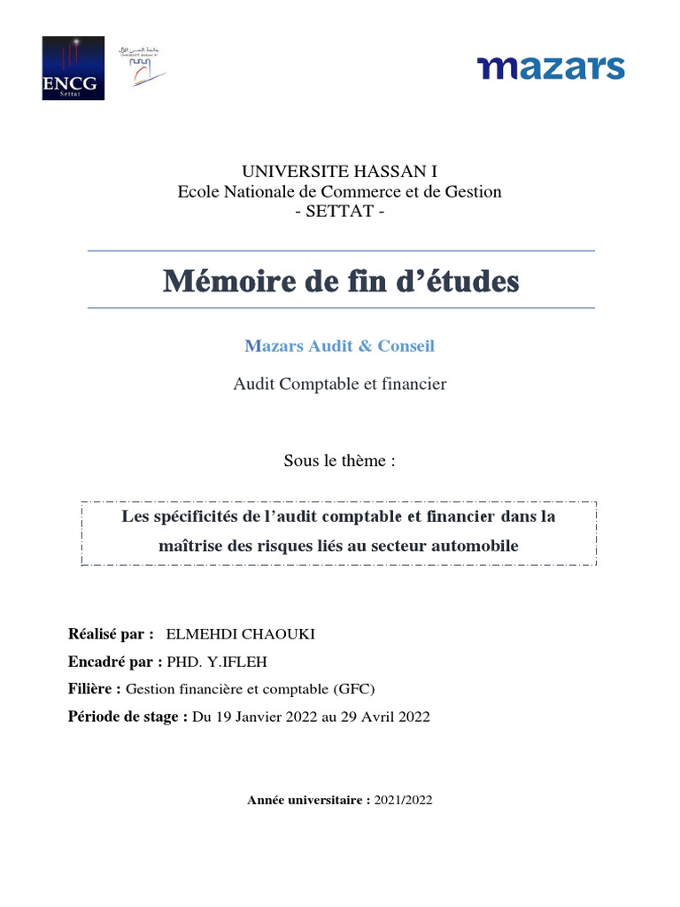 Mémoire Pfe Mazzars Encg Settat | PDF