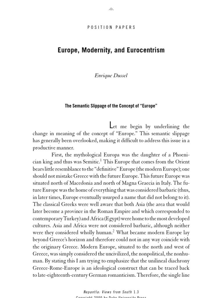 Europe, Modernity and Eurocentrism | PDF | Western World | Europe Travel