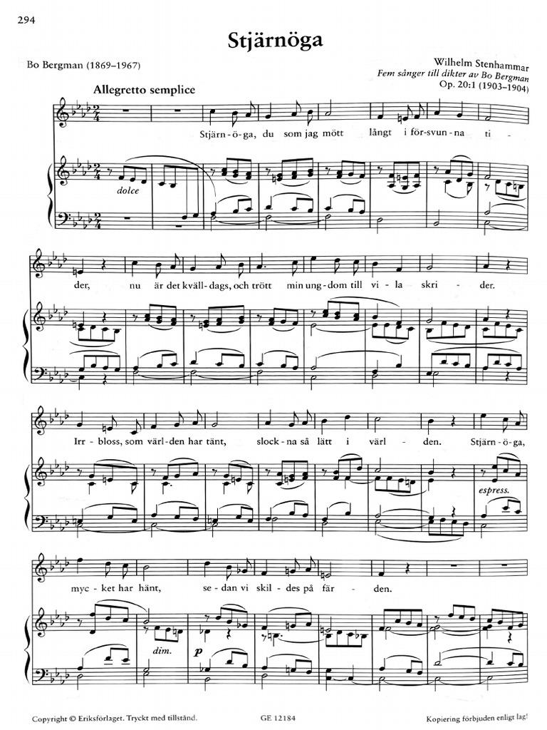 Stjärnöga - Wilhelm Stenhammar | PDF