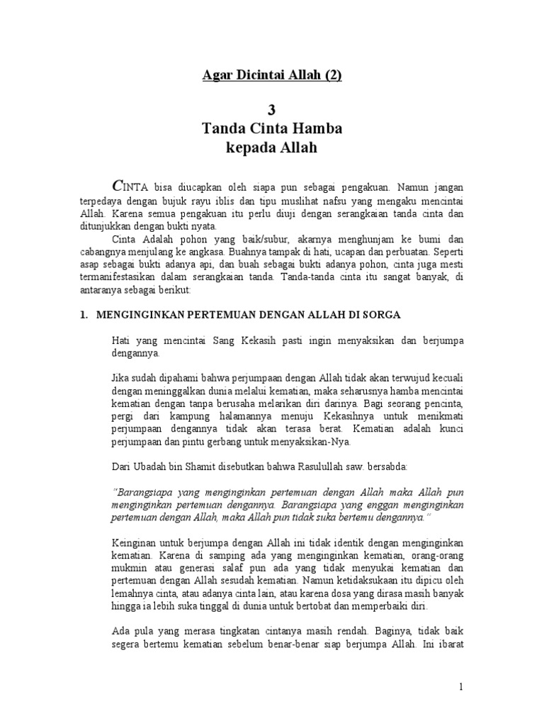 Tanda Cinta Sejati kepada Allah | PDF