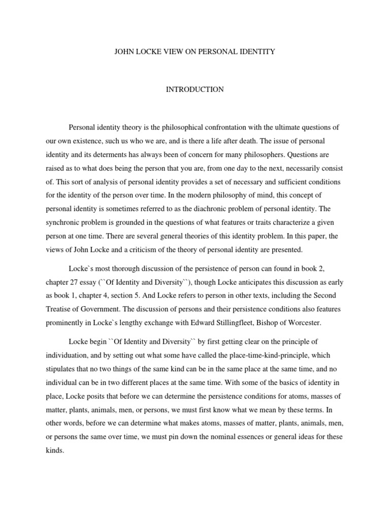 John Locke View On Personal Identity | PDF | John Locke | Substance Theory
