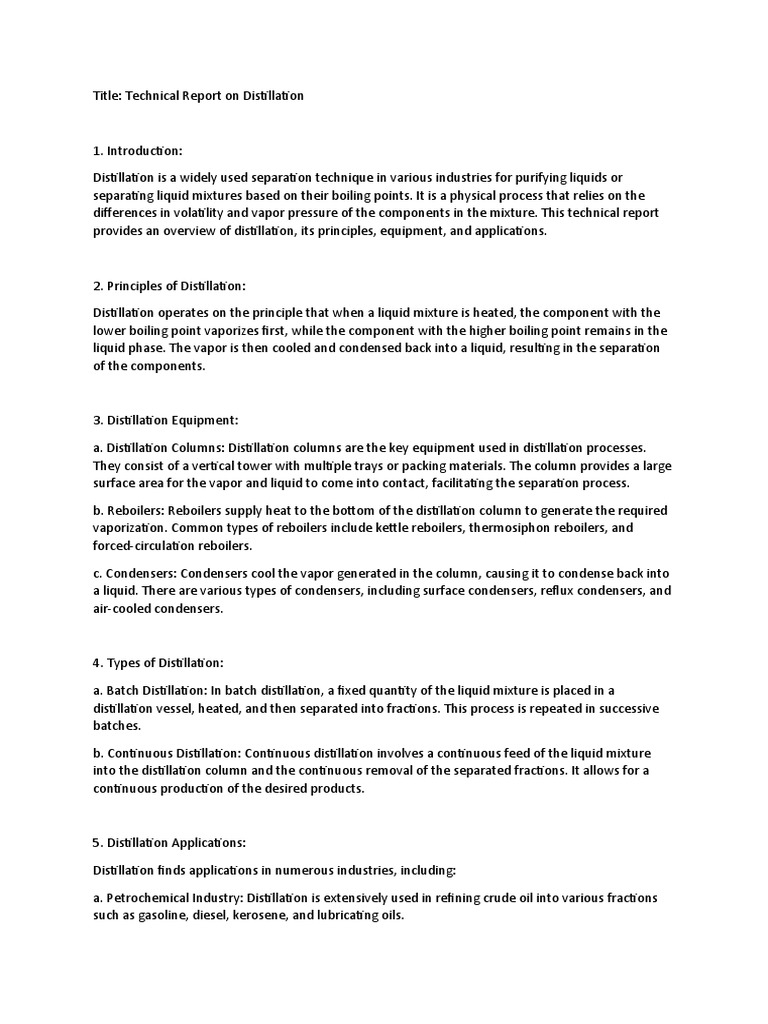 Distillation Report | PDF | Distillation | Physical Chemistry
