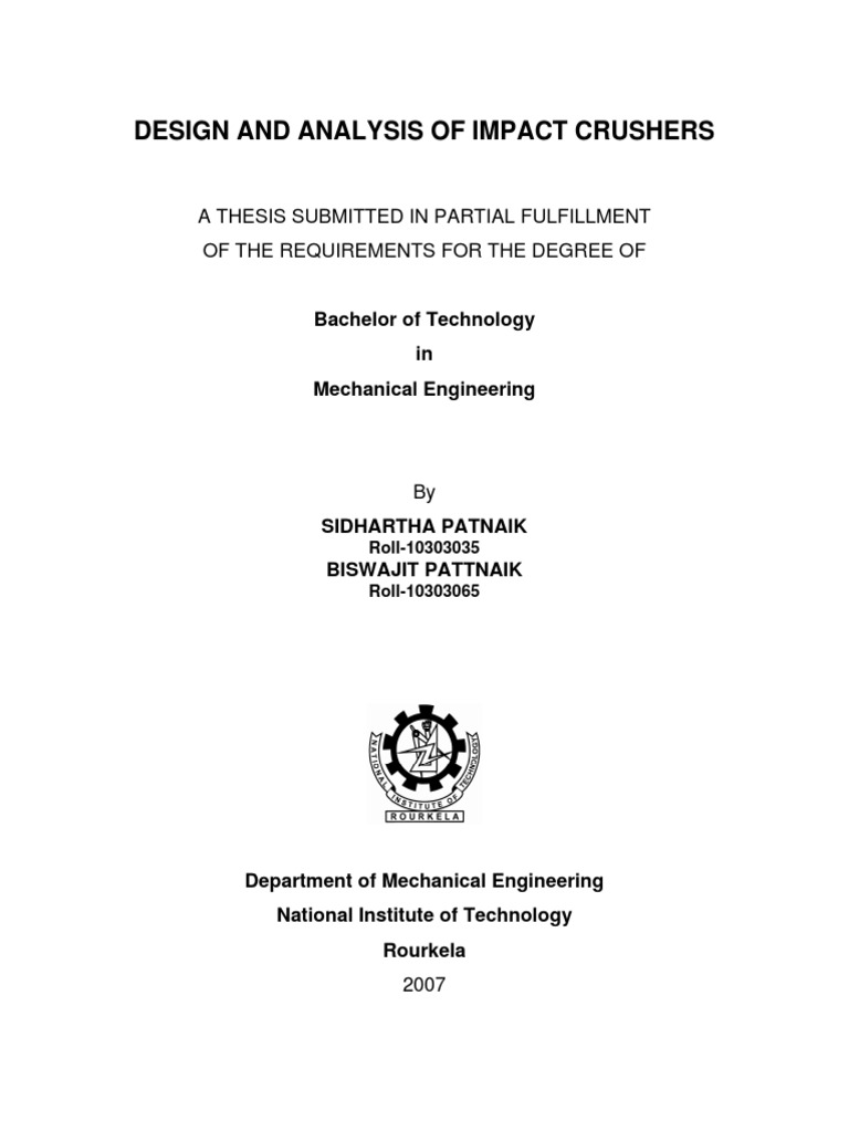 Design and Analysis of Impact Crushers | PDF | Mill (Grinding ...