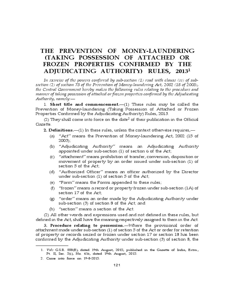 PML (Taking Possession of Attached or Frozen Properties Confirmed by ...